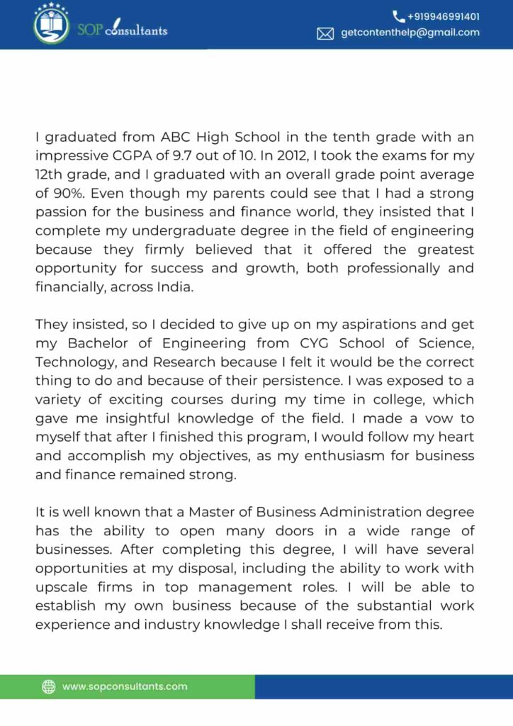 How To Write An Effective Sop For Mba - Design Talk